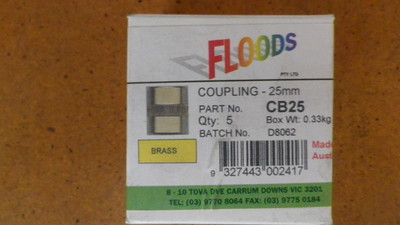 Brass Conduit Coupling suit 25-25 mm conduit locall made by Floods Box ...