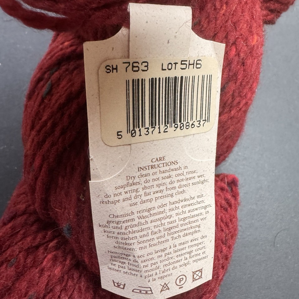 ROWAN MAGPIE TWEED YARN "763 Red Wine " Aran 187 Yards - Dye Lot 5H6 ...