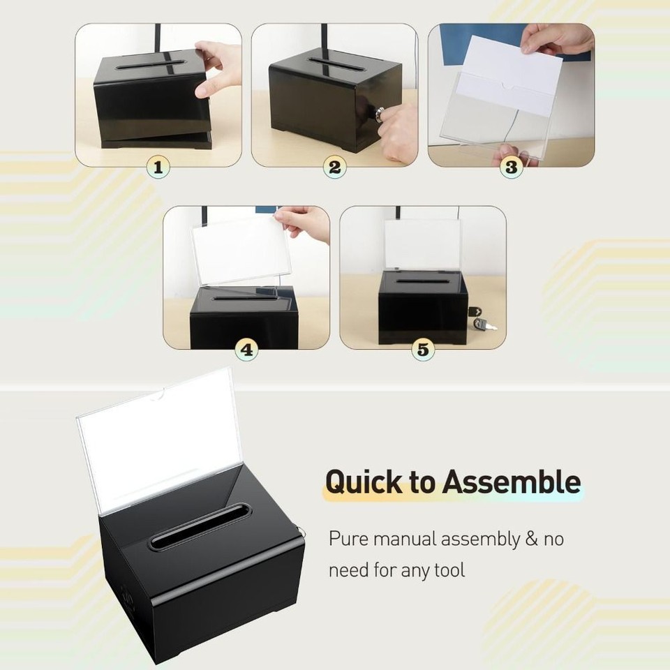 Acrylic Ballot Box Solid Donation Box Plastic Container Suggestion Box ...