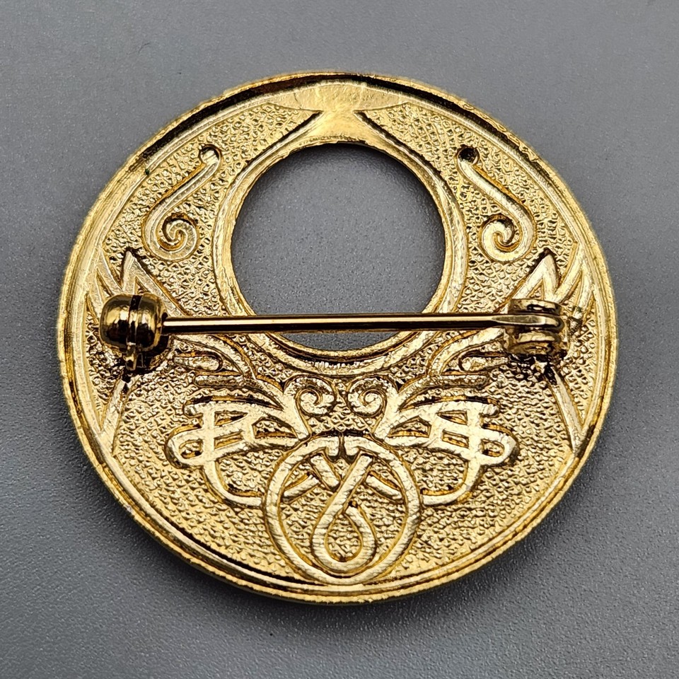 Vtg Griffin Celtic Knot Brooch Gryphon Kilt Pin Gold Guilloche Red ...