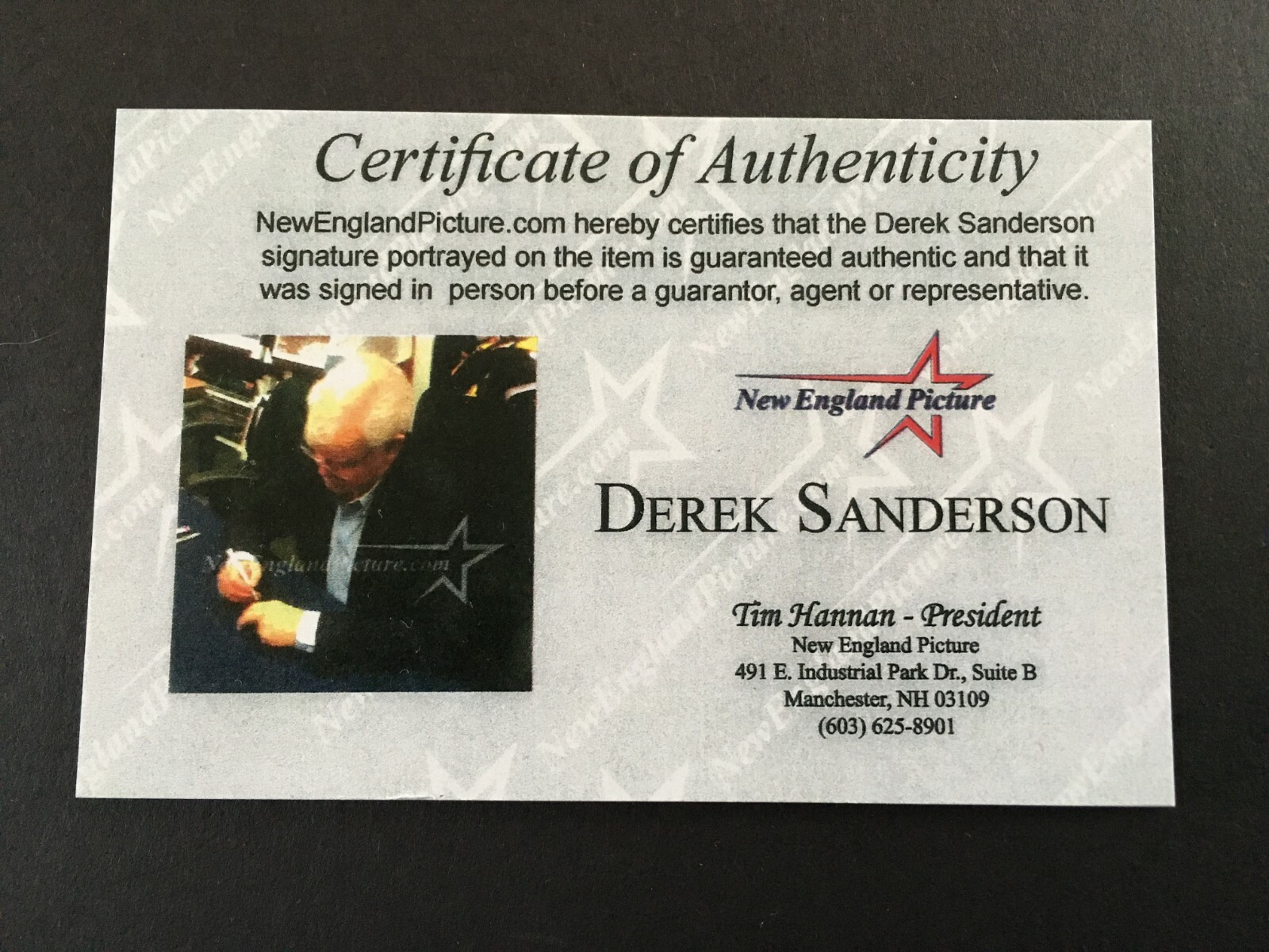 DEREK SANDERSON AUTOGRAPHED 16 X 20 PHOTO WITH C.O.A. | eBay
