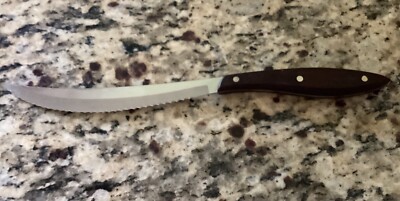 Vintage Kitchen Curved Blade Scimitar Knife USA 7.5” serrated Wood ...