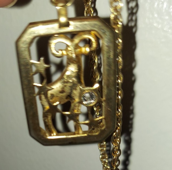 Pierre Cardin Vintage 1979 Aries Cut-Out Zodiac Necklace with Genuine ...