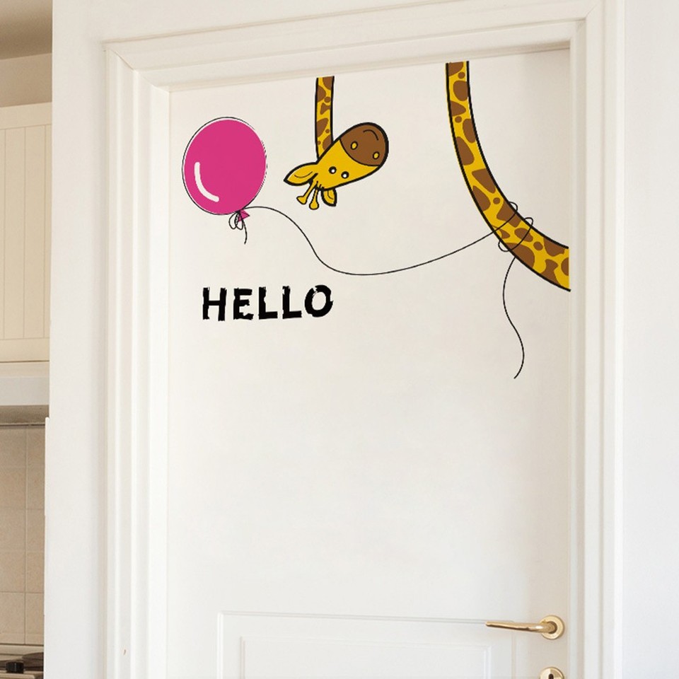 Cartoon Giraffe Sticker Removable Wall Decals for Refrigerator Door ...