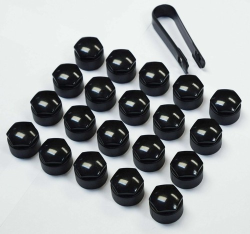 WHEEL NUT COVERS AUDI A1 A2 A3 A4 A5 A6 A8 TT 17mm BOLT CAPS BLACK ...