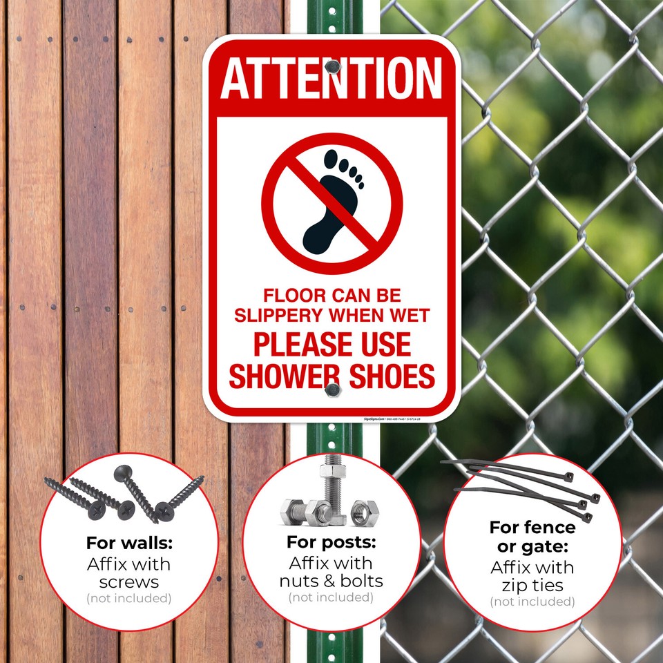 Attention Please Use Shower Shoes Sign, Pool Sign, | eBay