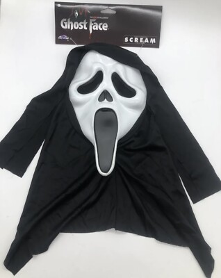 *NEW* Fun World Ghost Face Scream Adult Costume Hooded Halloween Mask ...