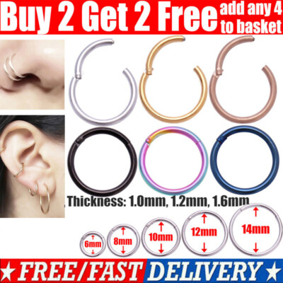 Hinge Septum Clicker Segment Nose Ring Lip Ear Cartilage Surgical Steel ...
