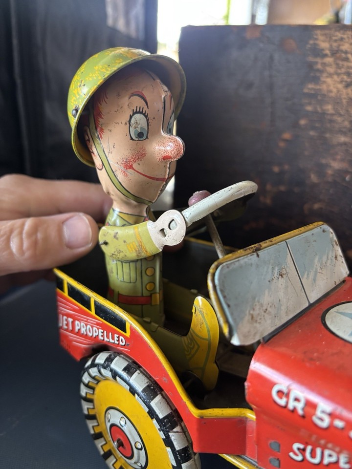 1940’s G.I. Joe And His Jouncing Jeep Tin Litho Wind Up Toy! Vintage ...