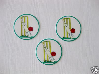 24 PRE CUT CRICKET SPORT EDIBLE RICE WAFER PAPER CARD CUPCAKE PARTY ...