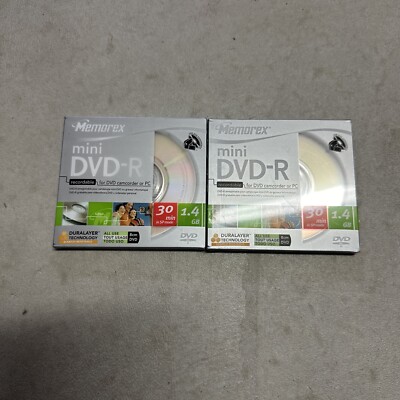 LOT OF 2 NEW SEALED - Memorex Mini DVD-R 4X 1.4 GB 30 Min Recordable | eBay