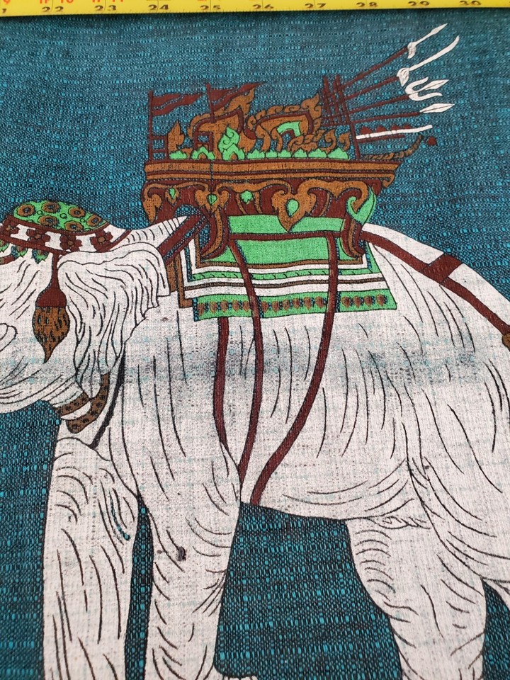 Vintage Blue Fabric Wall Tapestry Hanging Or Rug With Elephants 38 X 33 ...