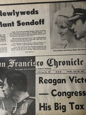 San Francisco Chronicle, July 30, 1981 Royal wedding princess Diana | eBay