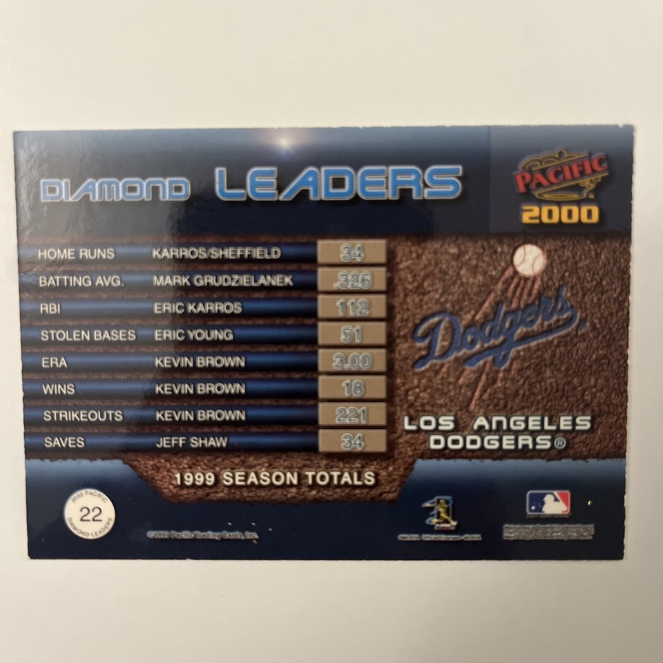 2000 Pacific Diamond Leaders Dodgers Baseball Card #22 K.Brown/Grudz ...