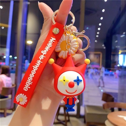 Cartoon Mr Clown Key Chain with Red Ribbon Key Ring Figures Toys Gifts ...