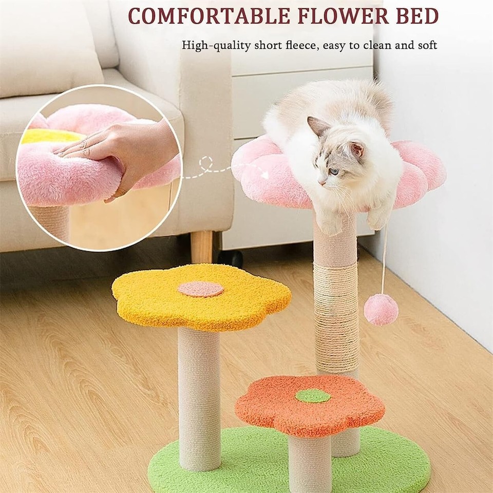 Cat Tree Tower for Kittens, Flower Cat Tree with Natural Sisal ...