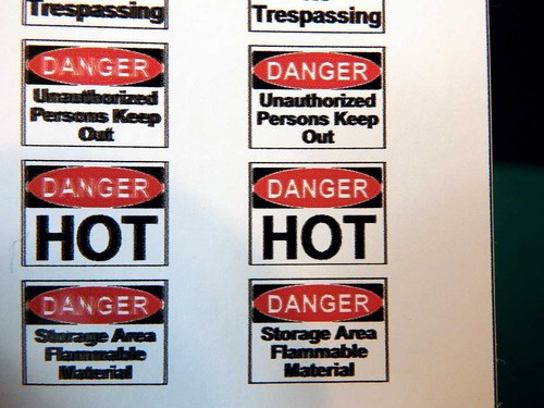O Scale OSHA Danger Industrial Red Signs 2mil Vinyl Decals Cut Peel ...