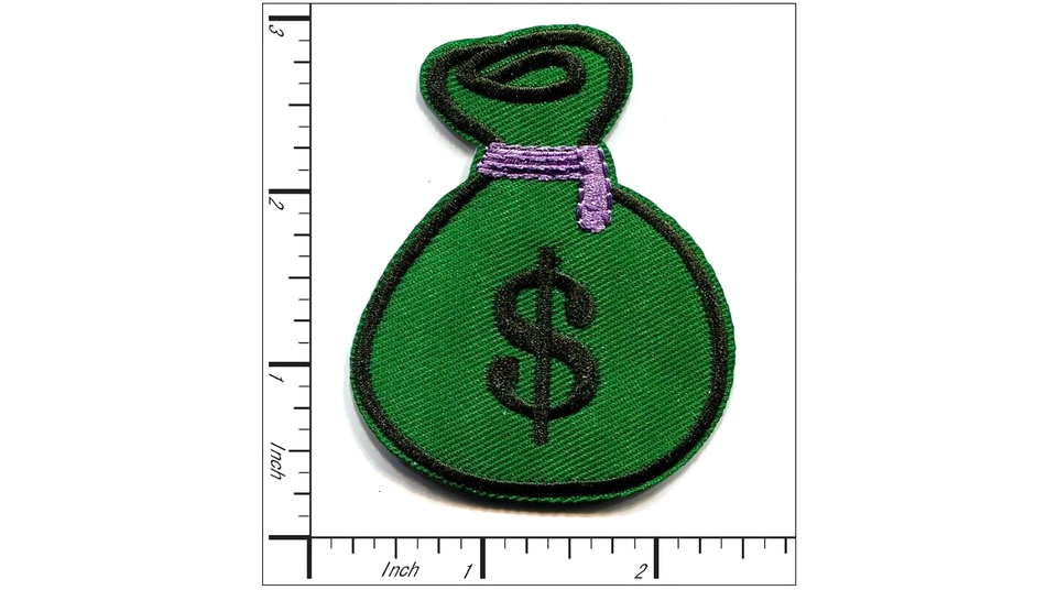Green Moneybag Dollar Sign Embroidered Iron On Patch DIY Applique | eBay