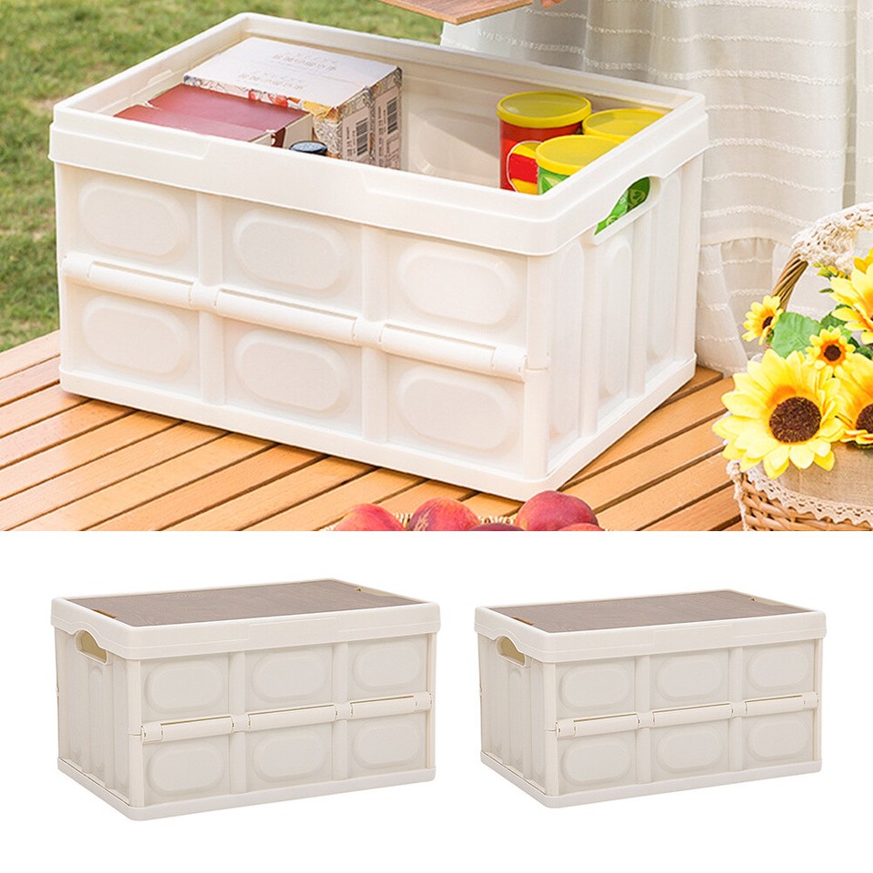 Large Folding Storage Box Stackable Baskets for Camping Caravan Picnic ...