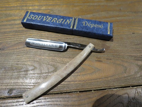 OLD FRENCH STRAIGHT RAZOR IC VERITABLE VINCENT"SOUVERAIN"THIERS BOXED ...