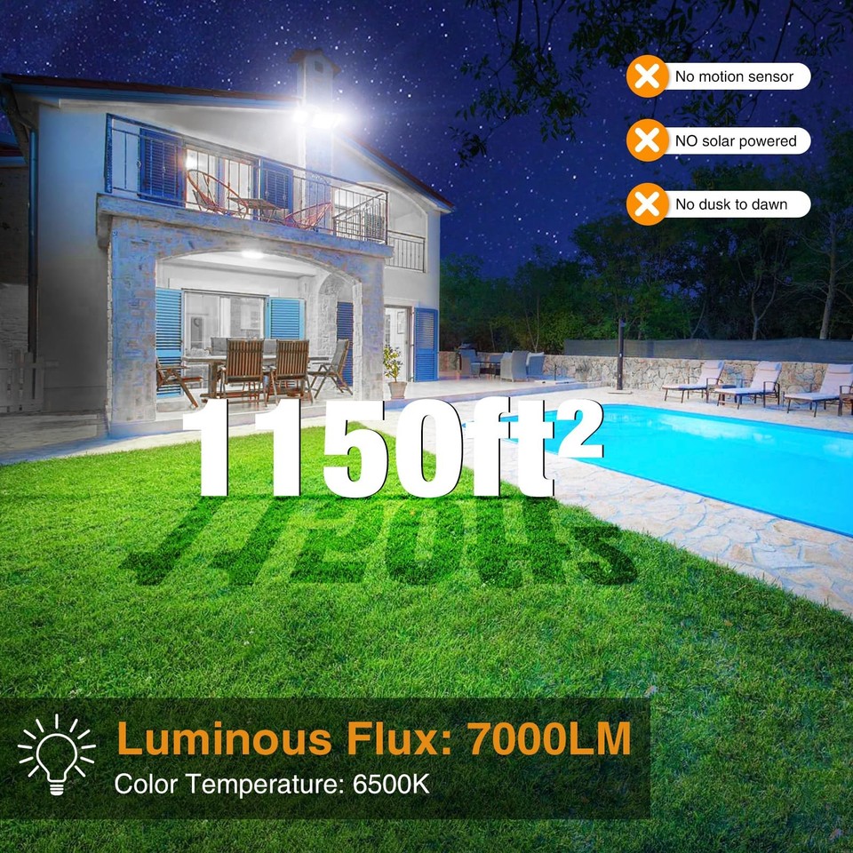 2 Pack 75W Flood Lights Outdoor, 7000LM LED Flood Lighting Outdoor ...