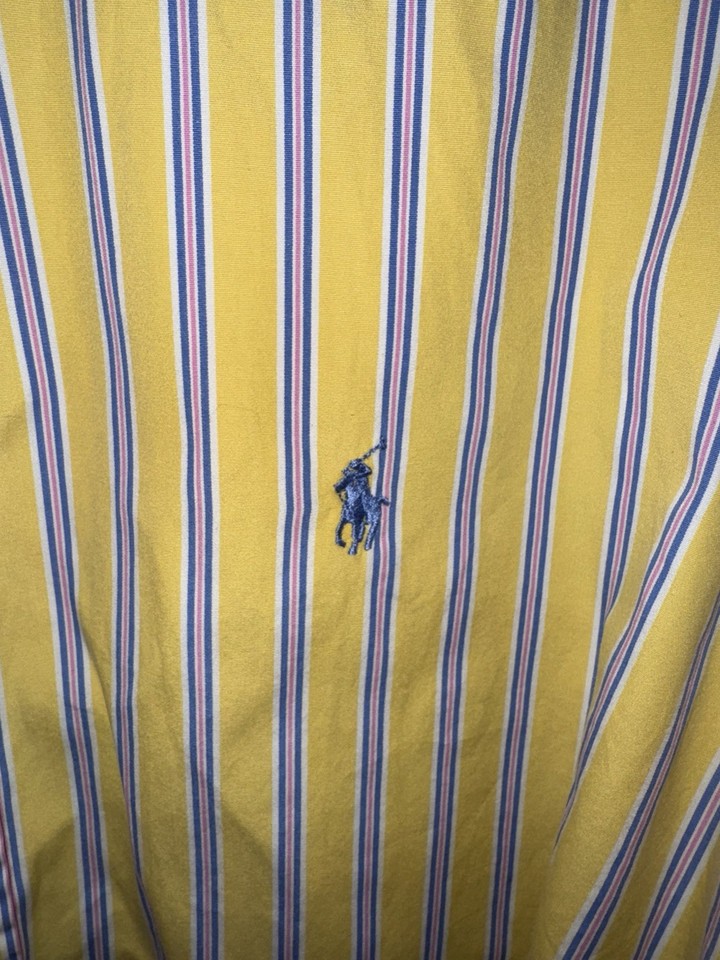 Ralph Lauren Men's Large Yellow Stripe Long Sleeve Button Down Shirt ...