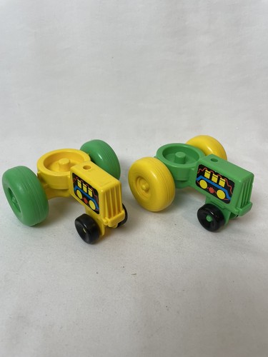 2 Vintage 1990 Fisher Price Little People Chunky Tractors Green ...