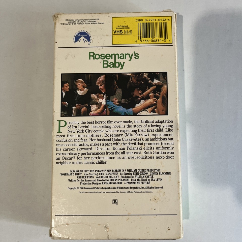 Rosemary's Baby VHS 1996 Paramount Horror Classic Exorcist House Of The ...