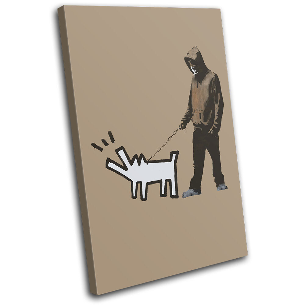Dog Graffiti Street Banksy Hi Res SINGLE CANVAS WALL ART Picture Print ...