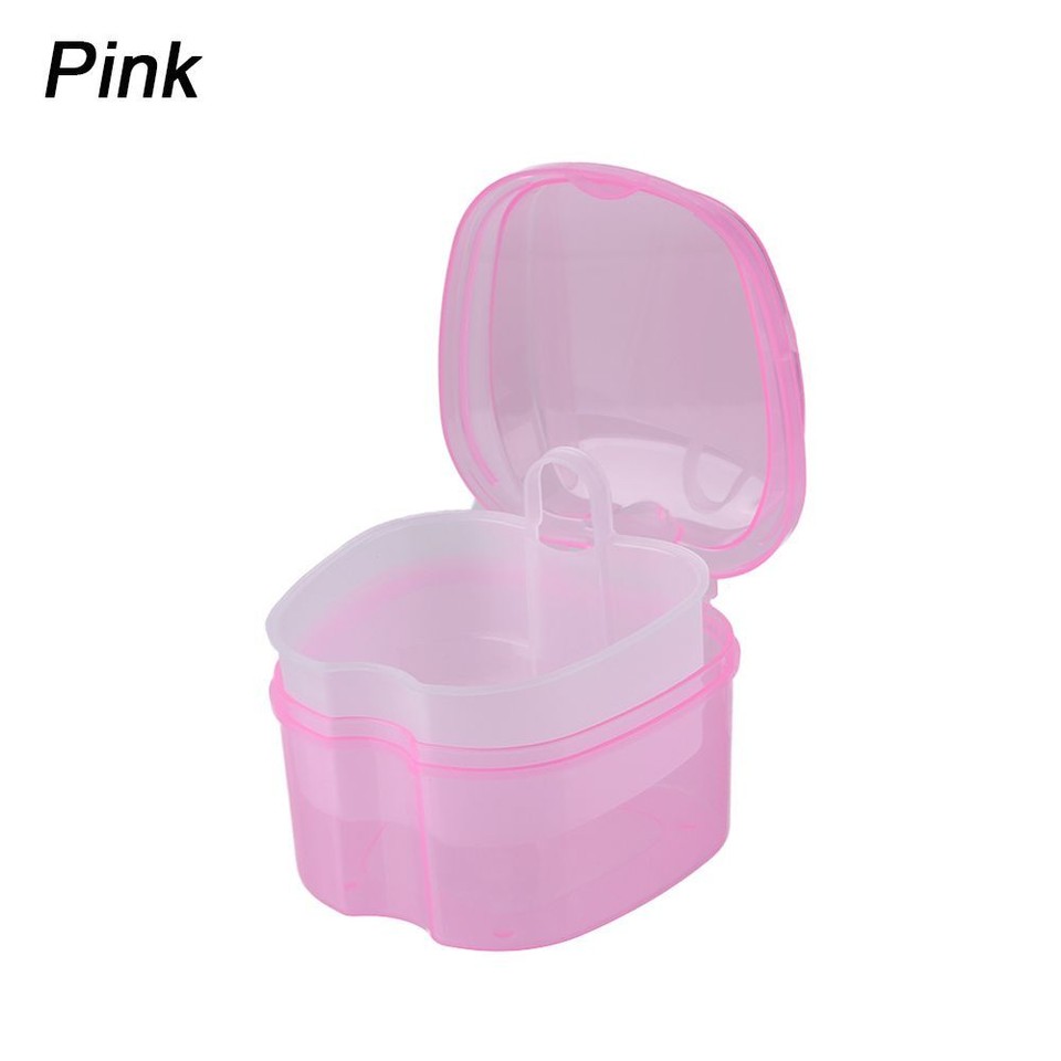 Denture Bath Case Dental False Teeth Storage Box w/ Hanging Net ...