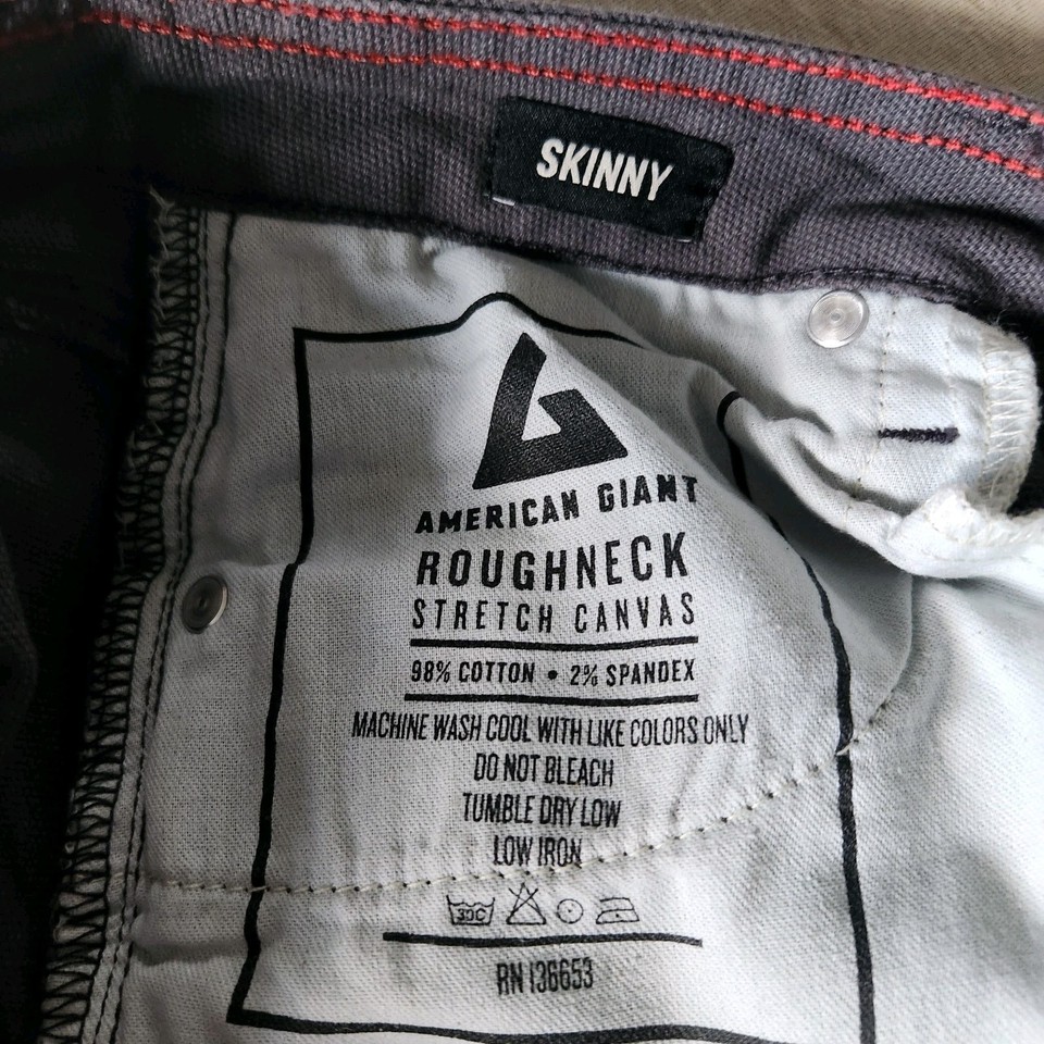 American Giant Jeans Pants Men 27 Black Gray Roughneck Stretch Canvas ...