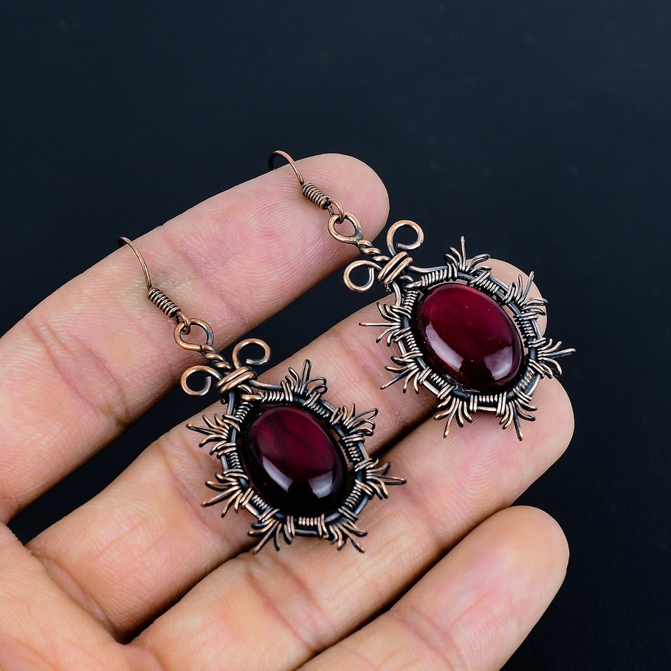 Red Flash Labradorite Handmade Gemstones Copper Wire Wrapped Jewelry ...