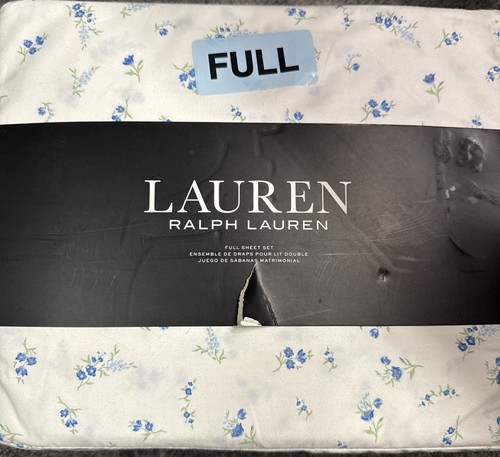 Ralph Lauren Blue Floral Pattern Full Size Sheet Set 4 Piece Bed Sheets ...