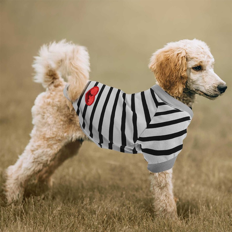 Dog Cotton Breathable Shirt Striped Dog T-shirt Puppy Outfit Pet Dog ...