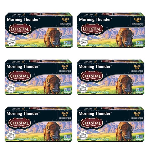 Morning Thunder Caffeinated Black Tea - 20 Bags per Box, 6 Eco-Friendly ...