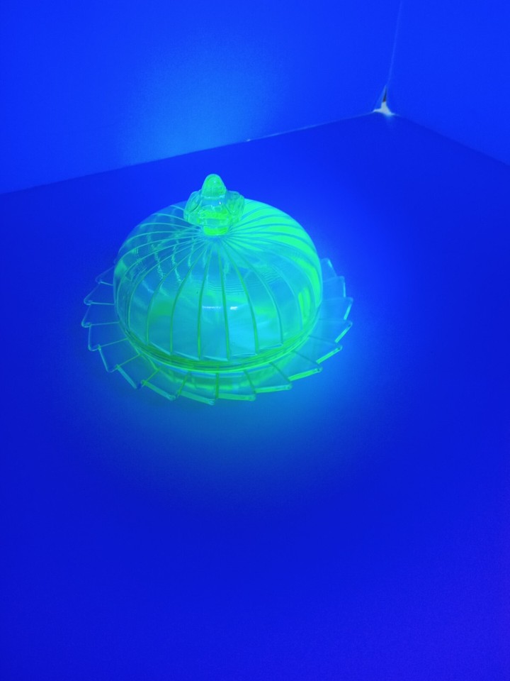 SIERRA PINWHEEL URANIUM GREEN Lidded Butter Dish. Near Mint, HTF. | eBay