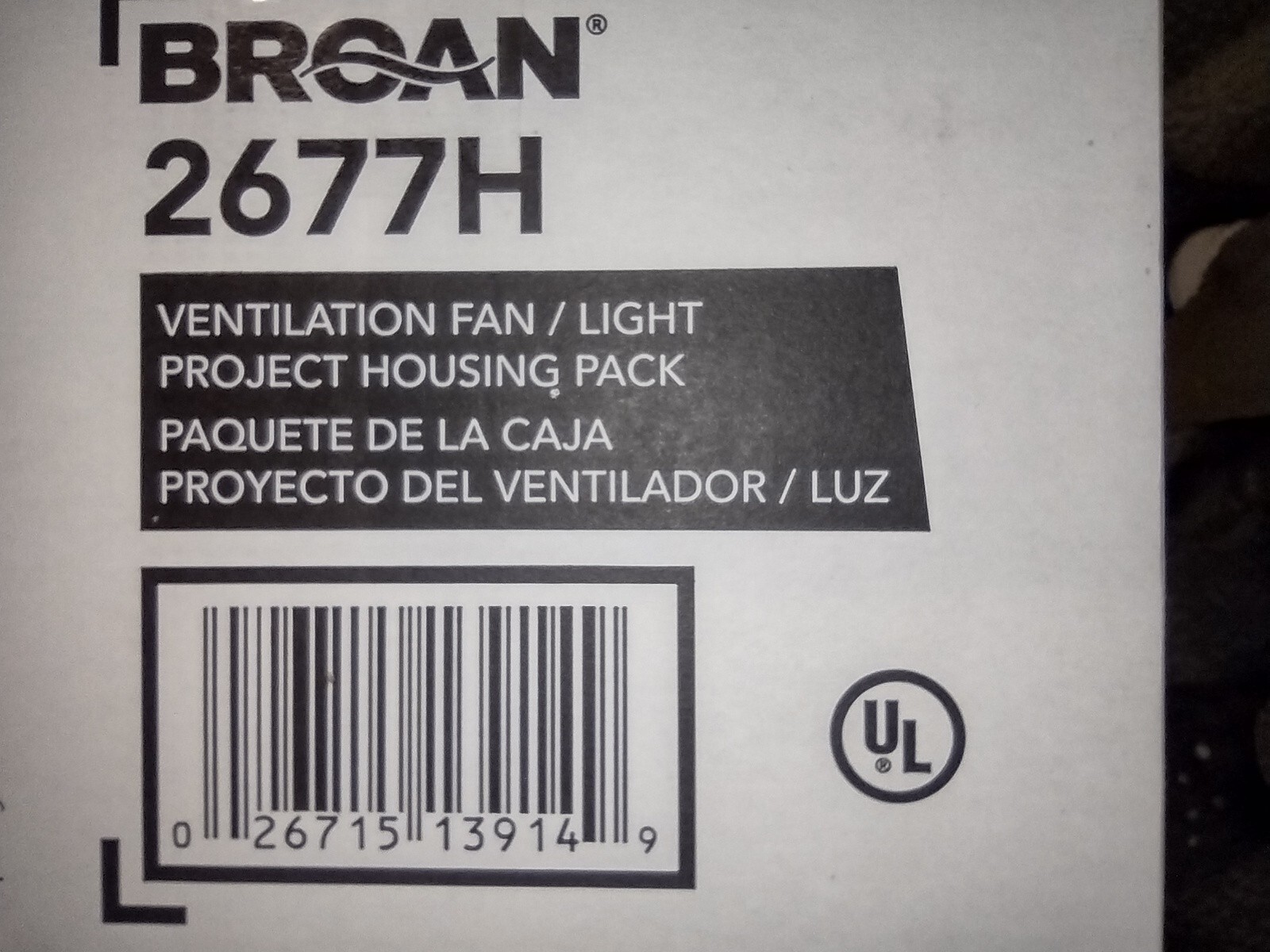 Lot of 4 Broan 2677H Ventilation Fan / Light Project Housing Pack, 4 ...