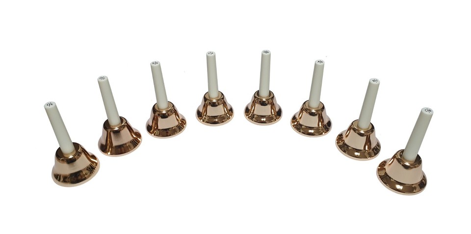 HANDBELL 8PCS COPPER HAND BELLS 8 NOTE HANDBELL SET + BAG | eBay