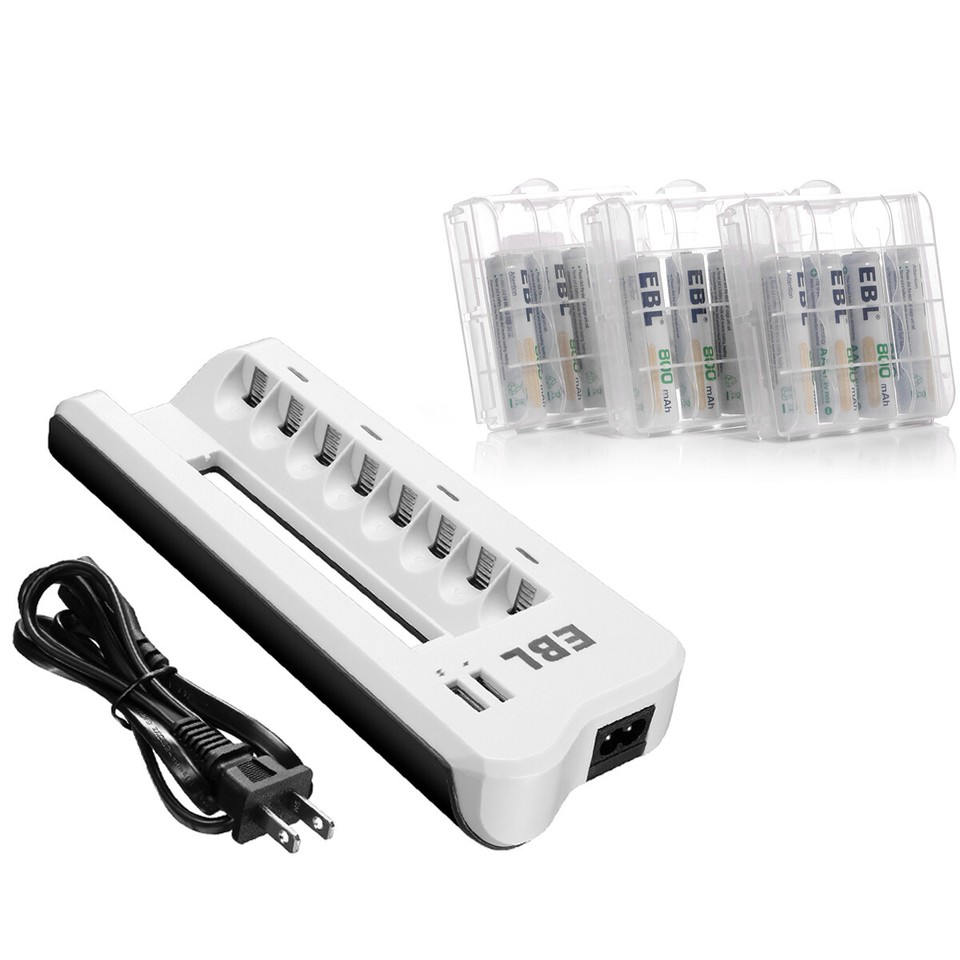 Lot Rechargeable Batteries AA AAA Ni-MH / AA AAA Charger with Dual USB ...
