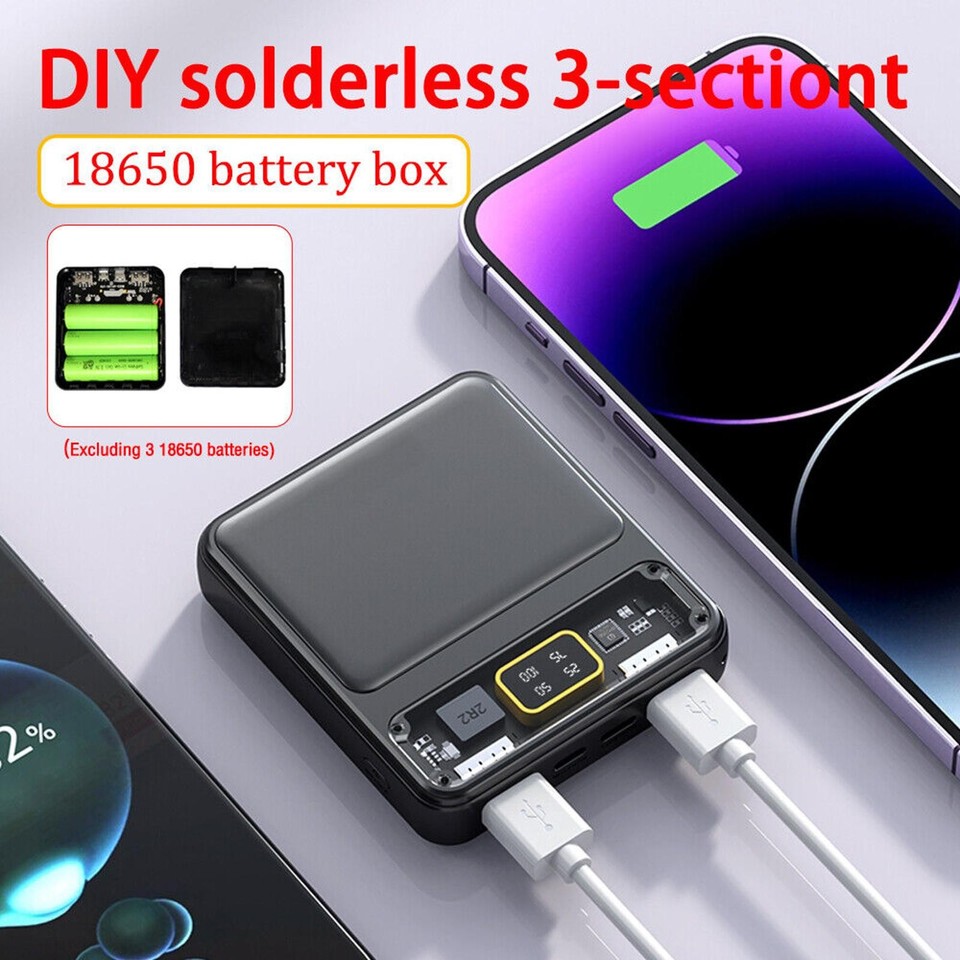 18650 Power Bank Cases 3X 18650 Battery Holder Storage Box Case 3 Slot ...