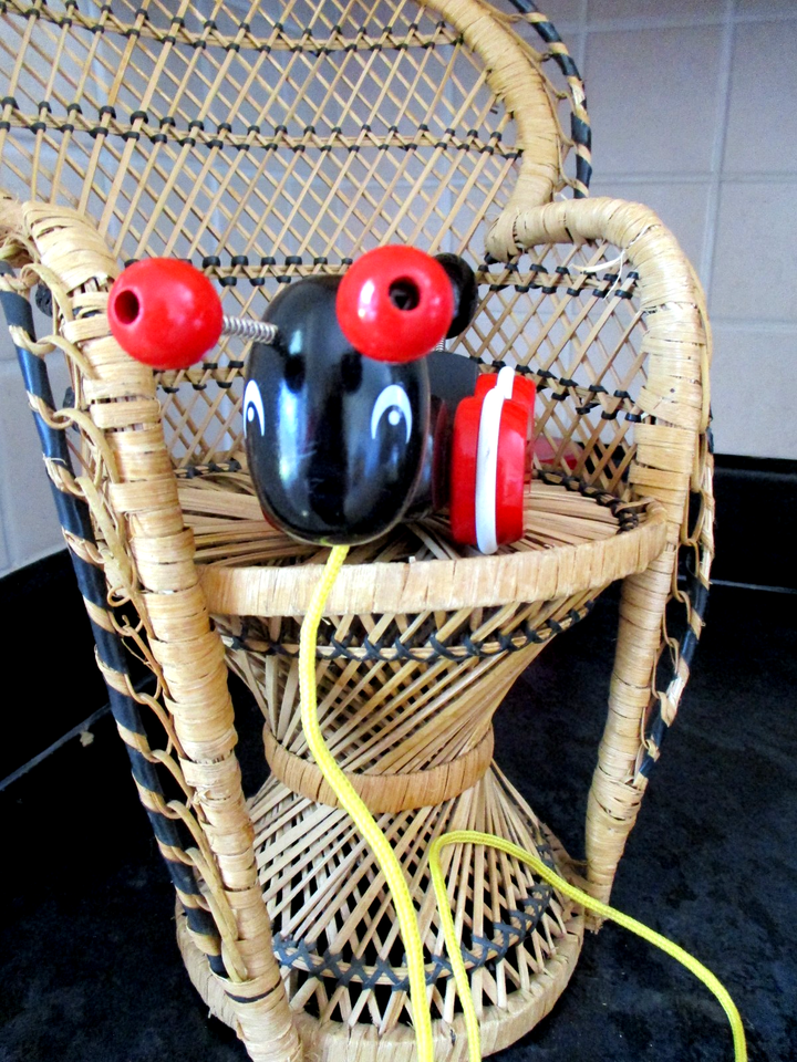 Vintage Brio Wooden Ant Pull Along Toy 10" Long plus string played with ...