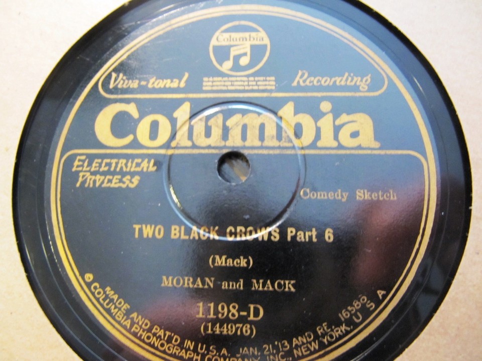 1927 TWO BLACK CROWS George Moran & Charles Mack 5/6 Minstrel HUMOR ...