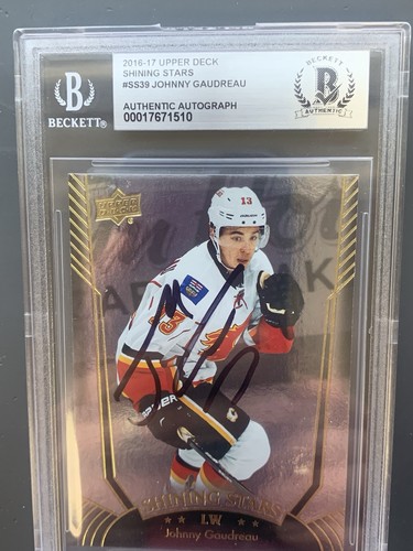 JOHNNY GAUDREAU SIGNED 2016 UD SHINING STARS AUTOGRAPHED HOCKEY CARD ...