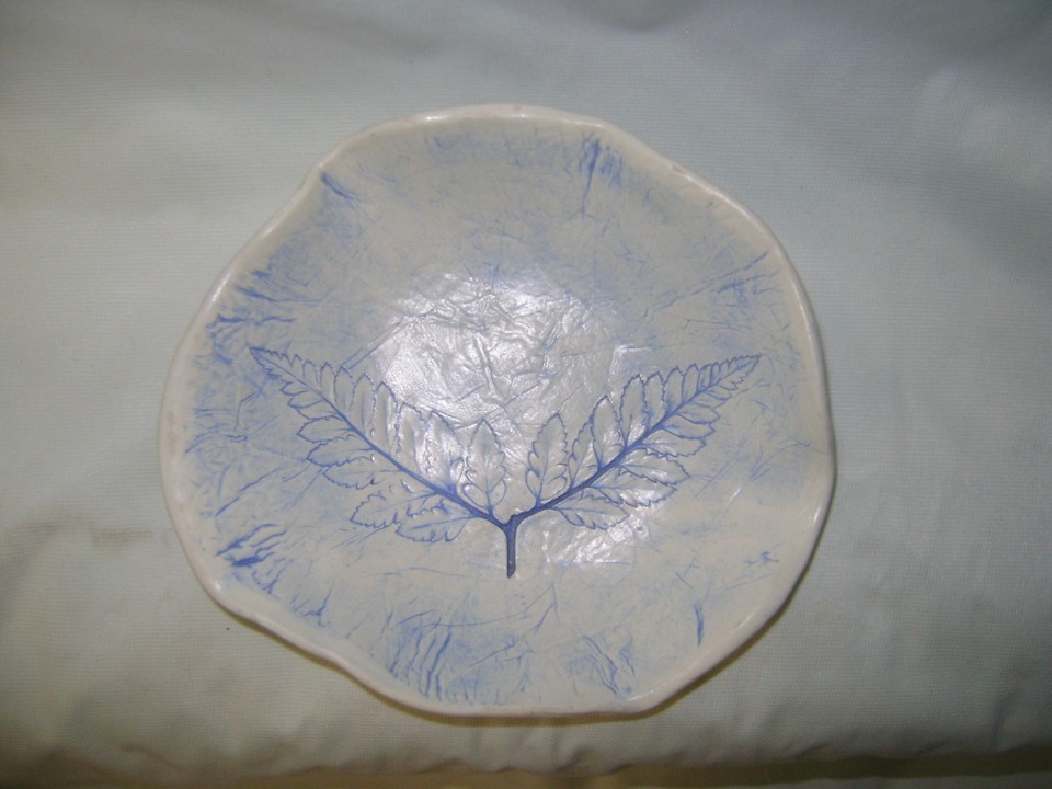 Hand Made Embossed Clay Glazed Catch All Bowl “Fern” By Artist Ellyn | eBay
