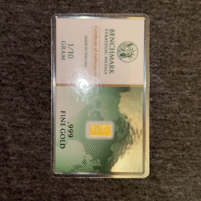 1/10 Gram Gold Bar 24K 999 Fine Gold Bullion Bar in sealed cert card ...