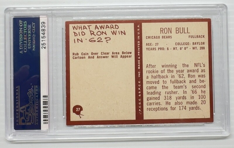 1967 Philadelphia Ronnie Bull #27 PSA 7 NM Bears | eBay