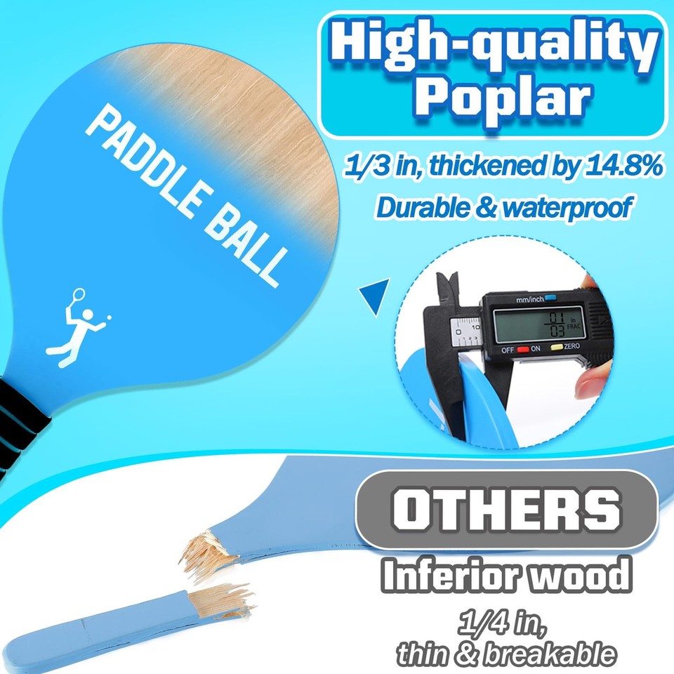 Beach Paddle Ball Set - Funny Paddleball Rackets Game, Comfortable Anti ...