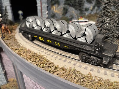 LIONEL U.P. FLAT CAR - w/ 6 CUSTOM "USS STEEL" REELS - READ & LOOK!! | eBay