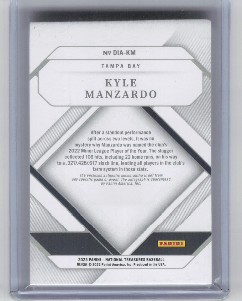 2023 Panini National Treasures Kyle Manzardo Diamond Autographs Jersey ...
