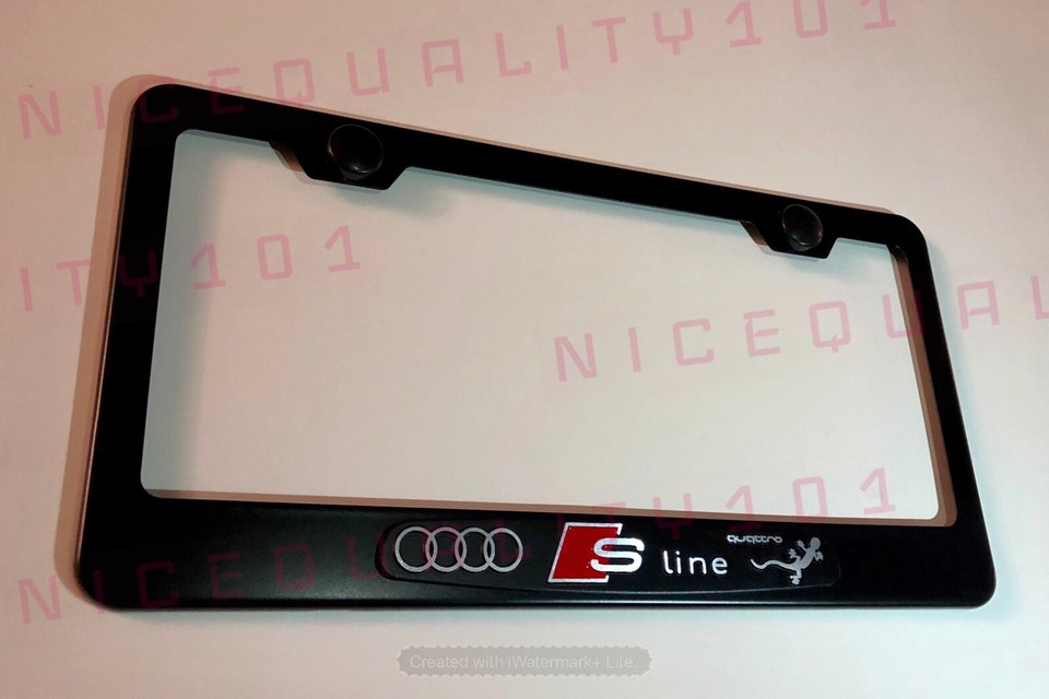 3D Quattro SLine Stainless Steel Black Finished License Plate Frame | eBay